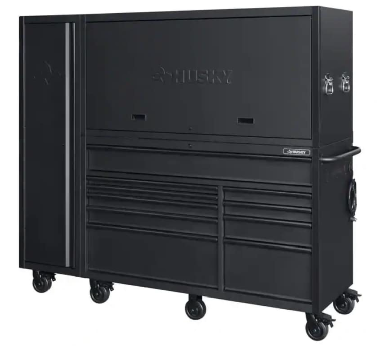 Husky 80 in. 10-Drawer Garage Workcenter, 24 in. Deep with Side Locker ...